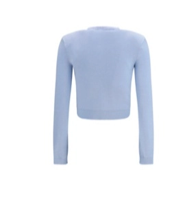 SELF-PORTRAIT Cropped Cardigan With Floral Appliqu - Blue