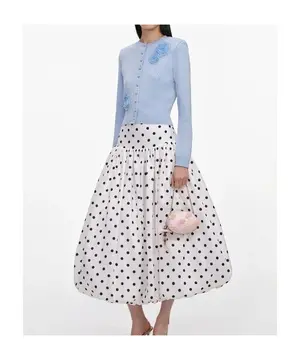SELF-PORTRAIT Cropped Cardigan With Floral Appliqu - Blue