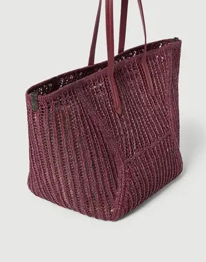 Brunello Cucinelli Techno Raffia Knit Tote Bag With Monili