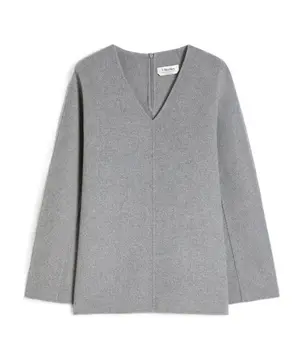 Max Mara Long-sleeved V-neck Blouse - Medium Grey
