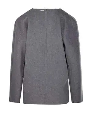 Max Mara Long-sleeved V-neck Blouse - Medium Grey