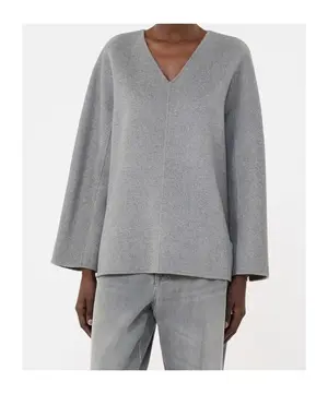 Max Mara Long-sleeved V-neck Blouse - Medium Grey
