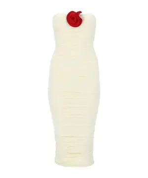 LA REVECHE Mireya Strapless Ruched Dress - Ivoryred