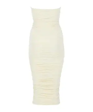 LA REVECHE Mireya Strapless Ruched Dress - Ivoryred