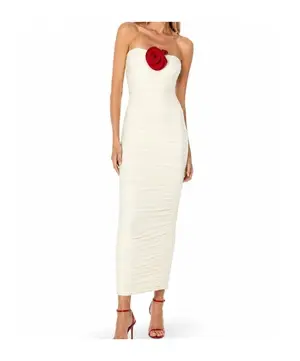 LA REVECHE Mireya Strapless Ruched Dress - Ivoryred