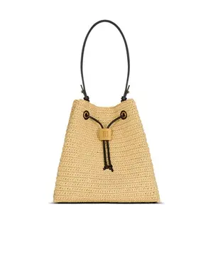 Balmain Pulse Drawstring Backpack In Raffia