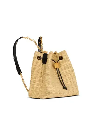 Balmain Pulse Drawstring Backpack In Raffia