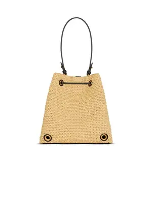 Balmain Pulse Drawstring Backpack In Raffia