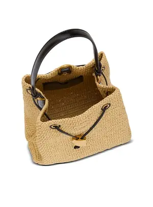 Balmain Pulse Drawstring Backpack In Raffia