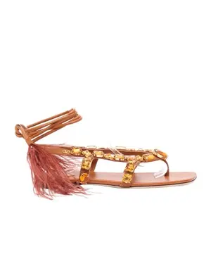 Valentino Garavani Open-toe Flat Sandals With Vlogo Embellishments - Brown