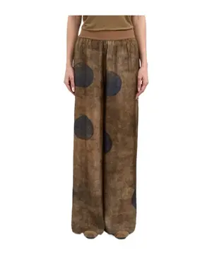UMA WANG Viscose And Cupro Wide Leg Pants With Polka Dot Print