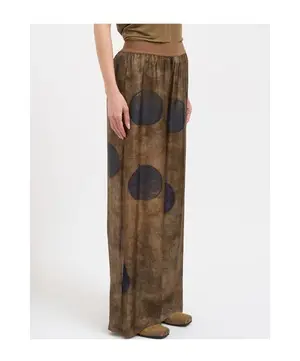 UMA WANG Viscose And Cupro Wide Leg Pants With Polka Dot Print