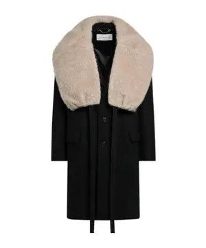 Dries Van Noten Long-sleeved Coat With Detachable Mohair Collar