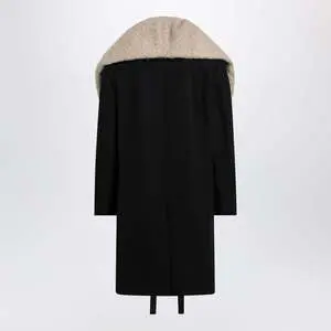 Dries Van Noten Long-sleeved Coat With Detachable Mohair Collar