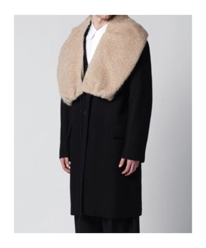 Dries Van Noten Long-sleeved Coat With Detachable Mohair Collar