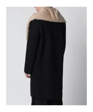 Dries Van Noten Long-sleeved Coat With Detachable Mohair Collar