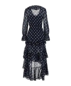 SELF-PORTRAIT Polka Dot Georgette Ruffled Maxi Dress