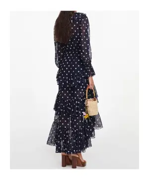 SELF-PORTRAIT Polka Dot Georgette Ruffled Maxi Dress