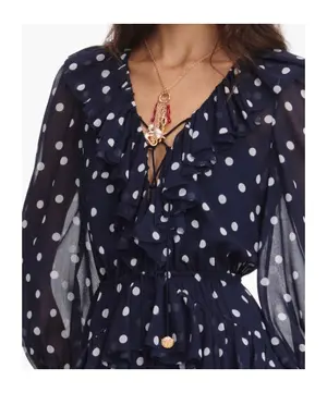 SELF-PORTRAIT Polka Dot Georgette Ruffled Maxi Dress