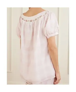 Posse Marilyn Lace-trimmed Checked Cotton Blouse
