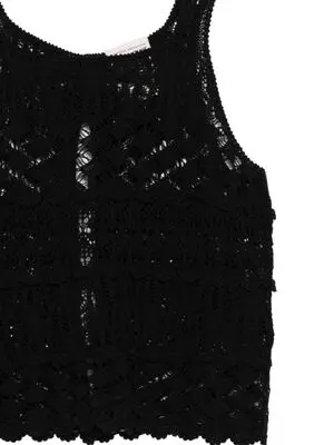SEMICOUTURE Lace Sleeveless Top - Black