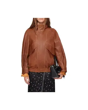 Nour Hammour Ariste Paneled Leather Jacket - Brown