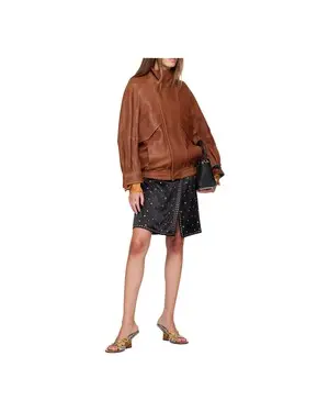 Nour Hammour Ariste Paneled Leather Jacket - Brown