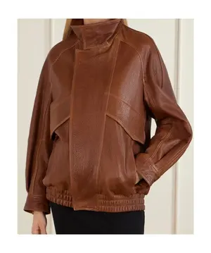Nour Hammour Ariste Paneled Leather Jacket - Brown