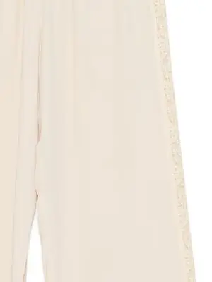 SEMICOUTURE Elle Lace-trim Wide-leg Trousers - White