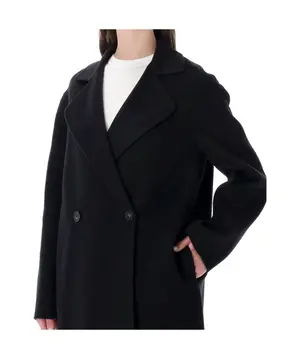 Stella McCartney Double-breasted Coat With Peak Lapels - Black