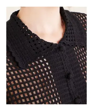 FRAME Short-sleeve Crocheted Cardigan With Scalloped Details