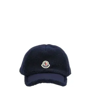 Moncler Logo Patch Fleece Cap - Black