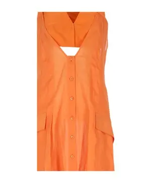 Alberta Ferretti V-neck Maxi Dress With Button Closure
