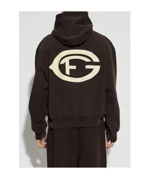 Fear Of God Logo Print Hoodie - Brown