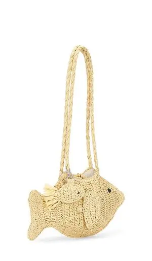 DAMSON MADDER Raffia Fish Bag With Bag Charm