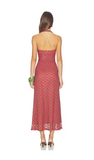Bardot Mariko Halter Neck Midi Dress - Rust