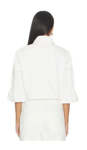 LAMARQUE Carolina Cropped Denim Jacket With Ruffled Cuffs