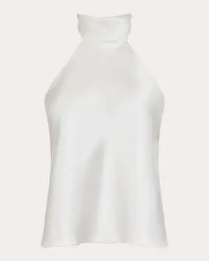 FRANCESCA MIRANDA Francesca Miranda Rita Silk Halter Top - White