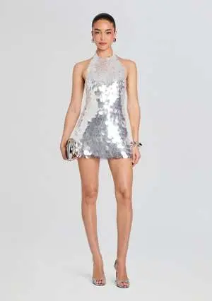 Retrofete Bondera Sequin Mini Dress - Silver