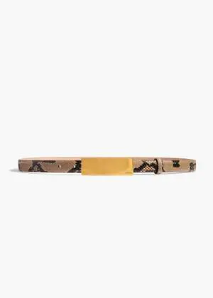Khaite Berlin Belt In Python-embossed Calfskin With Antique Gold Hardware - Taupe
