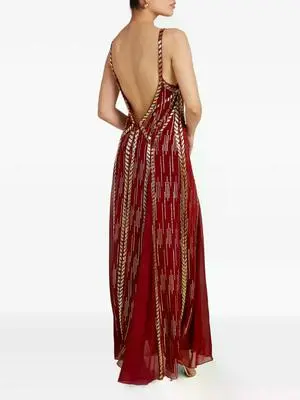 TEMPERLEY LONDON Viola Bead-embellished Maxi Dress - Red