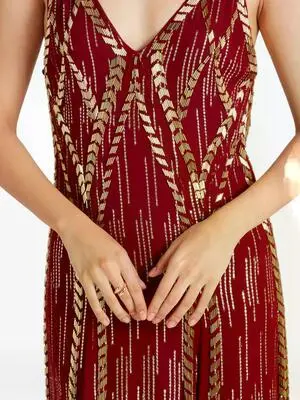 TEMPERLEY LONDON Viola Bead-embellished Maxi Dress - Red