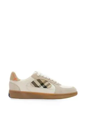 Burberry Leather, Suede And Check Terrace Sneakers - Neutrals