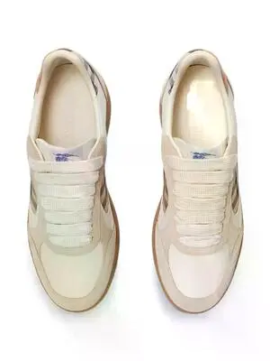Burberry Leather, Suede And Check Terrace Sneakers - Neutrals