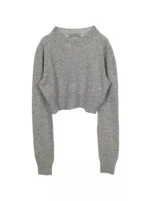 Miu Miu Intarsia-knit Logo Cropped Sweater