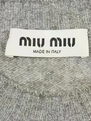 Miu Miu Intarsia-knit Logo Cropped Sweater