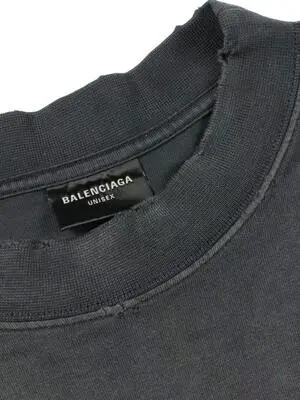 Balenciaga Distressed Logo Print T-shirt - Black