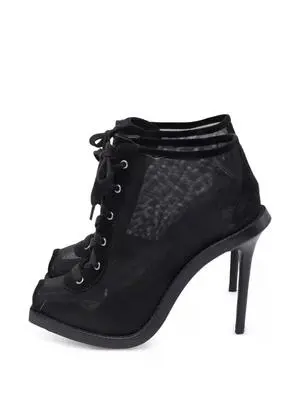 Versace Suede Mesh Lace-up Stiletto Sandals
