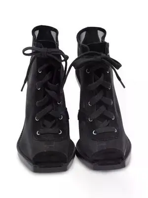 Versace Suede Mesh Lace-up Stiletto Sandals