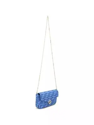 Fendi Ff Diamonds Embossed Chain Wallet - Blue